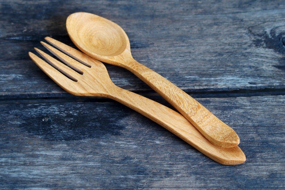 Wooden Spoon Fork Set Solid Wood Utensils Wood Kitchen - Etsy