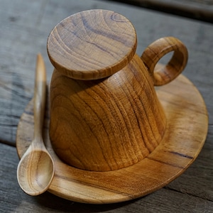 5 Oz Teak Wood Coffee Cup Tea Cup Natural Wood Color Drink Nature ...