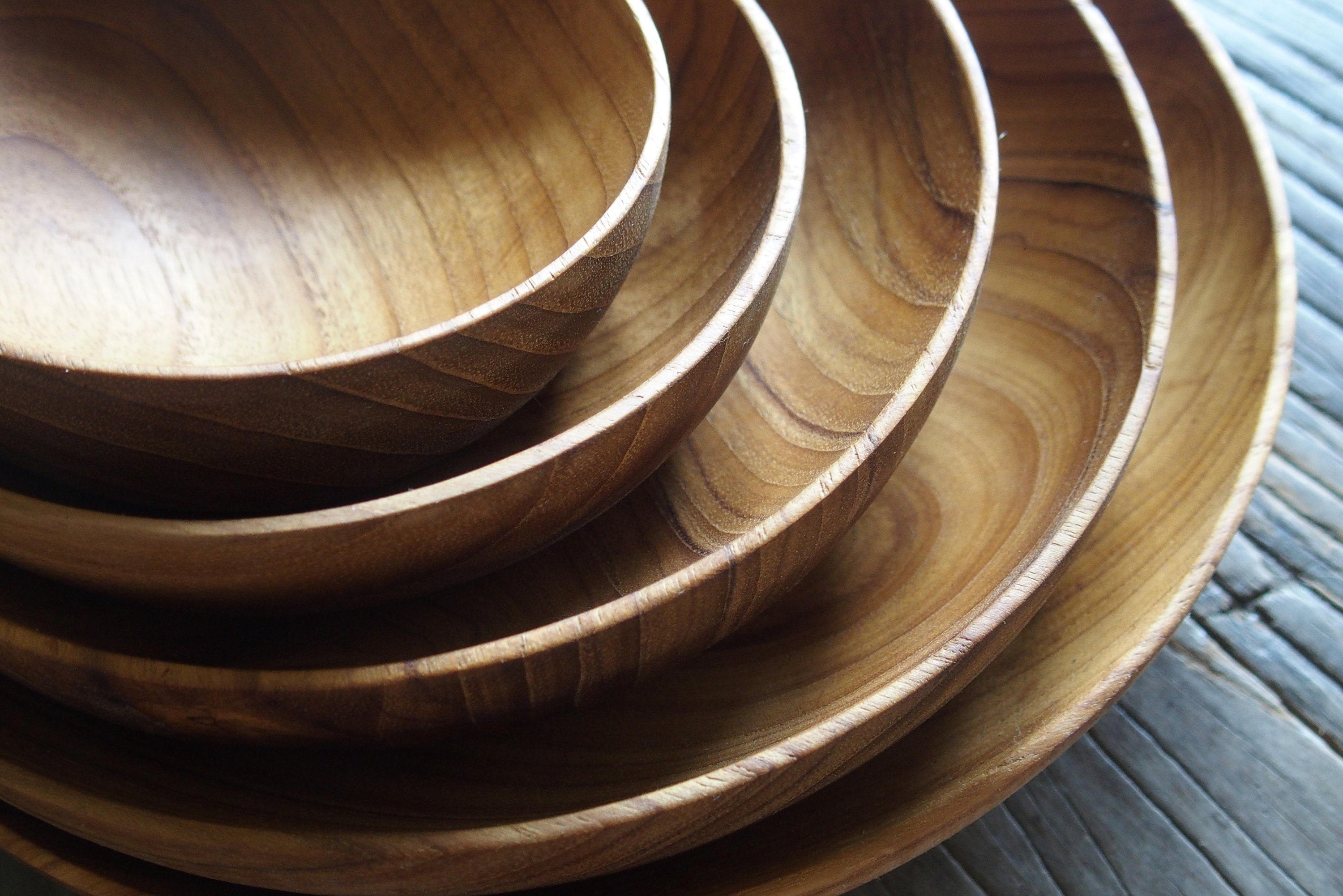Vary Sizes Teak Wood Round Dish Plate Bowl Tableware Serving Fruit ...