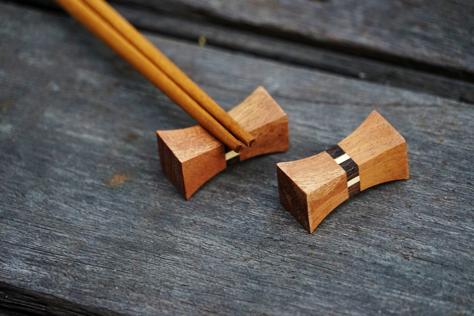 Two Pieces Chopstick Rest Plain Wood Smooth Light Weight - Etsy