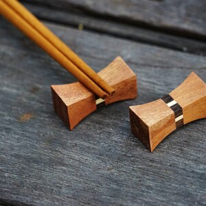 Two Pieces Chopstick Rest Plain Wood Smooth Light Weight Natural Colour ...