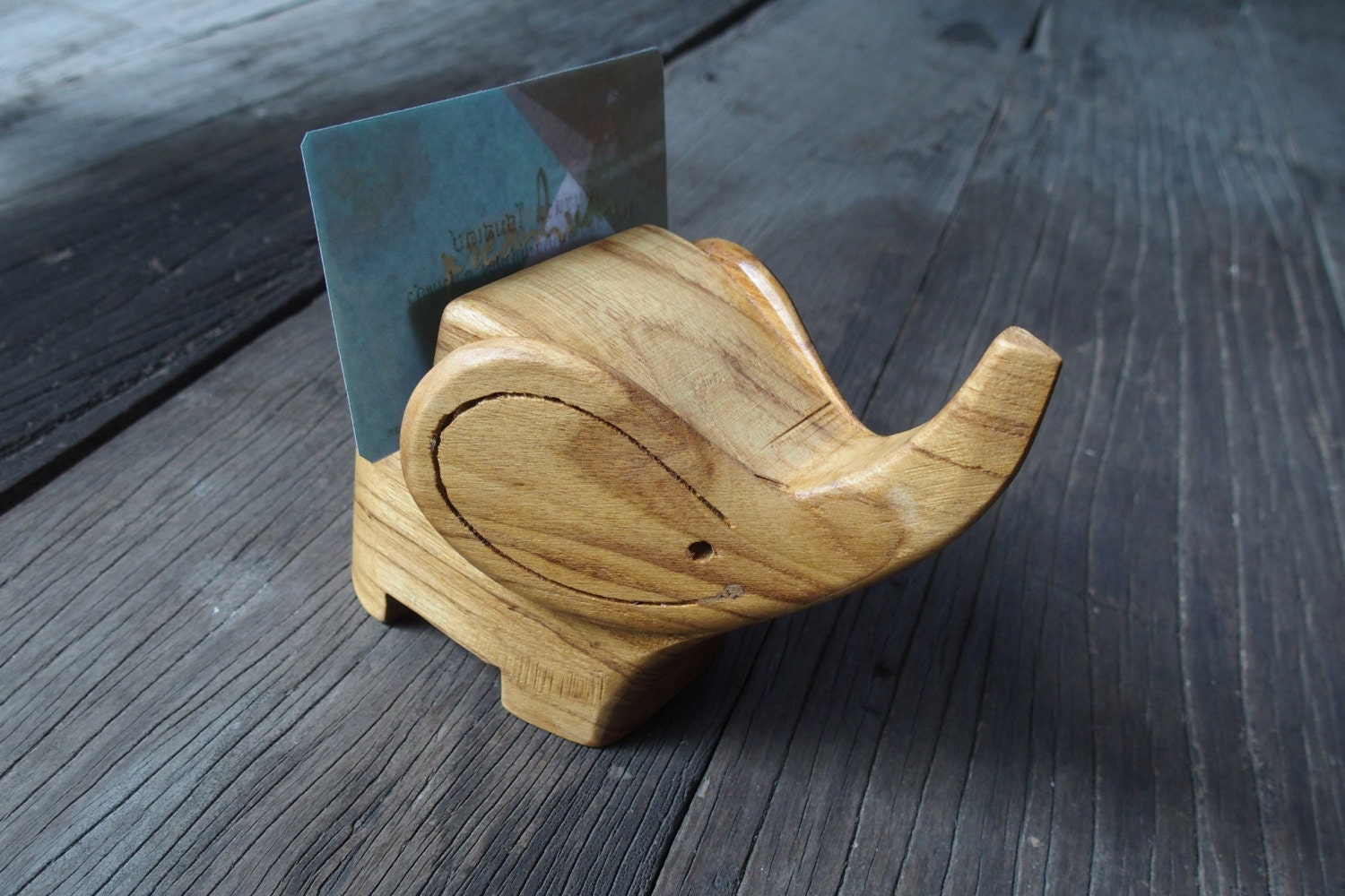 Lucky Meaning Teak Wood Elephant Rising Trunk Table Numbers Holder ...