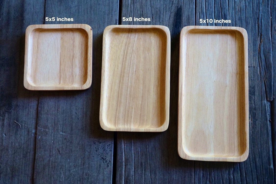 Natural Real Solid Wood Rectangle Decorative Tableware Serving Fruit ...