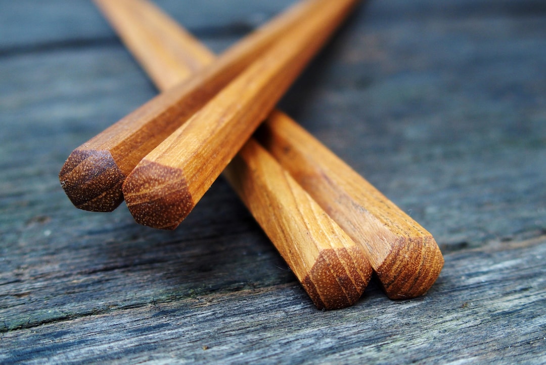 Wooden Chopstick 2 Pairs Teak Wood Hexagon Design, Hexagon Chopstick ...
