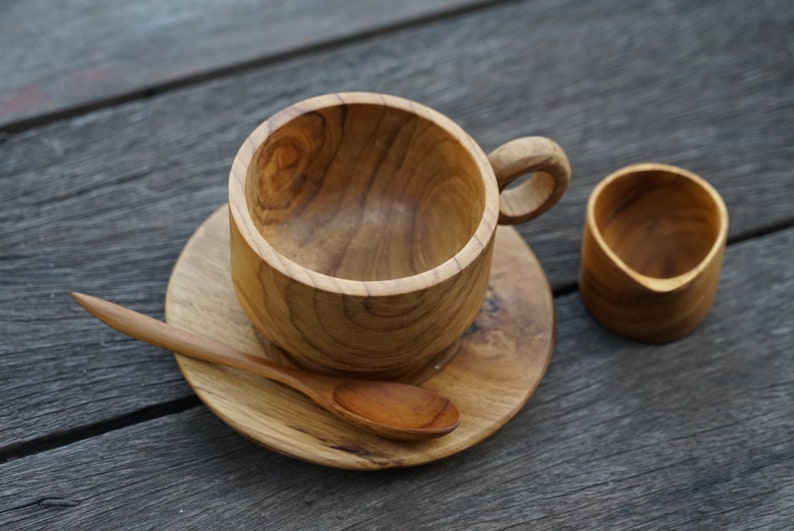 Wooden Coffee Cup Set, Tea Cup Natural Wood Smooth Caffeine Addict ...