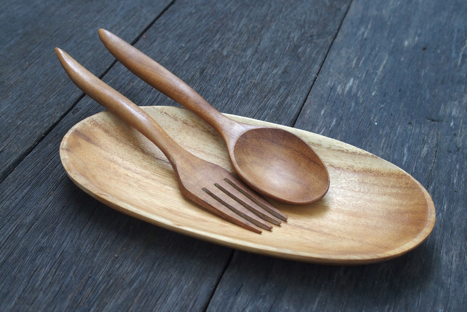 Teak Wood Spoon and Fork Utensils Kitchen Utensils Spoon | Etsy