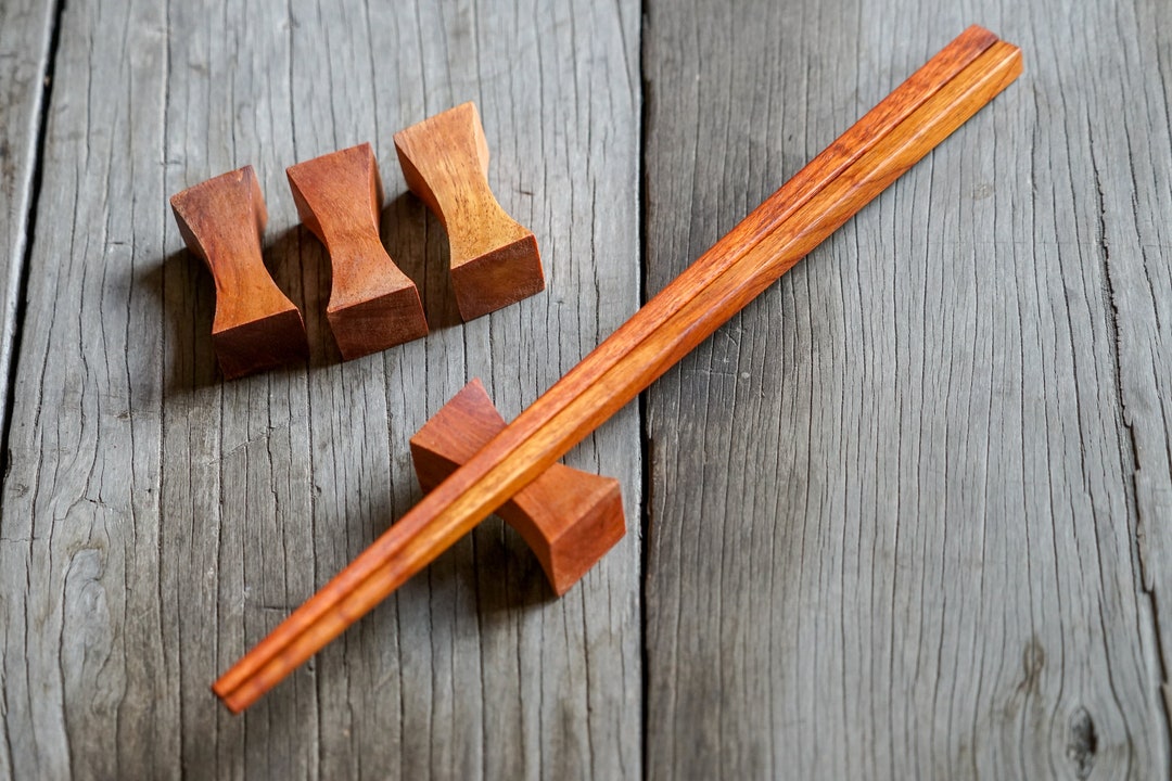 Chopstick + Rest Set Plain Wood Natural Colour Solid Wood Chopstickrest ...