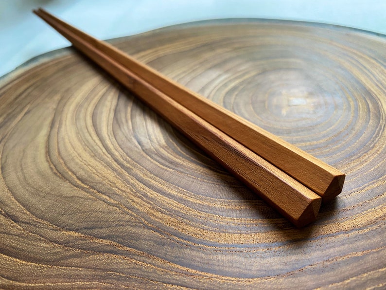 Wooden Chopsticks 5 Pairs Teak Wood Minimalist Utensil - Etsy