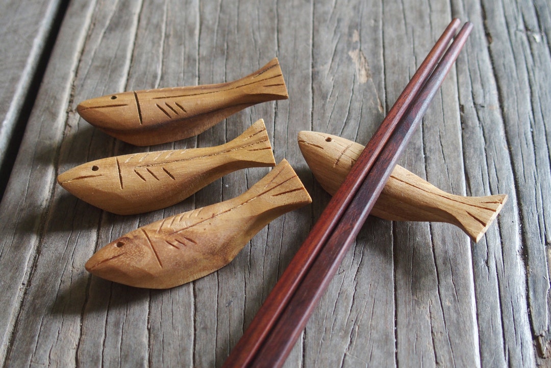 Fish Shape Chopstick Rest, Fish Chopstick Holder, Natural Colour Teak ...