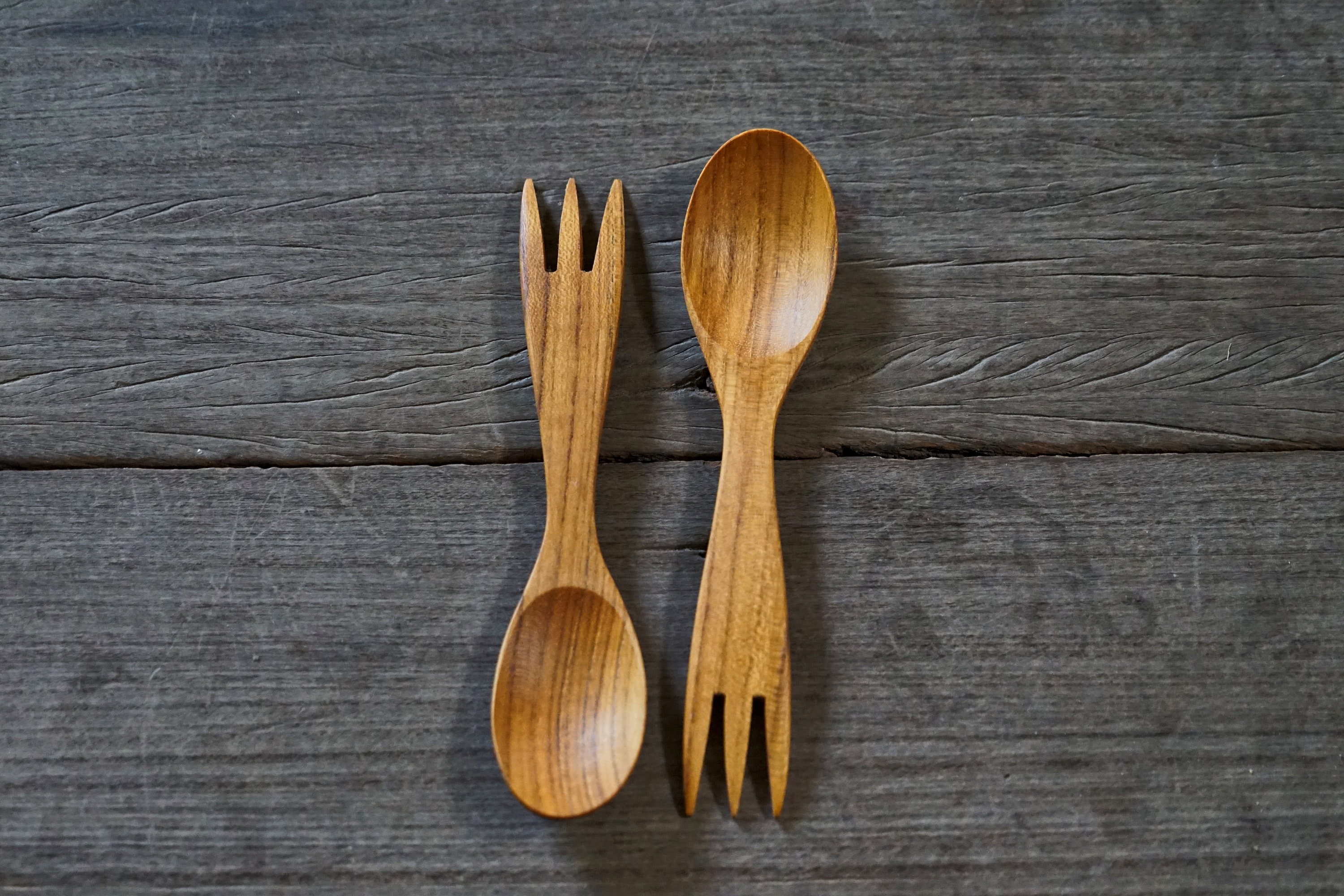 2 in 1 Fork Spoon Teak Wood Soup Spoon 6 Inches Best Handcraft | Etsy