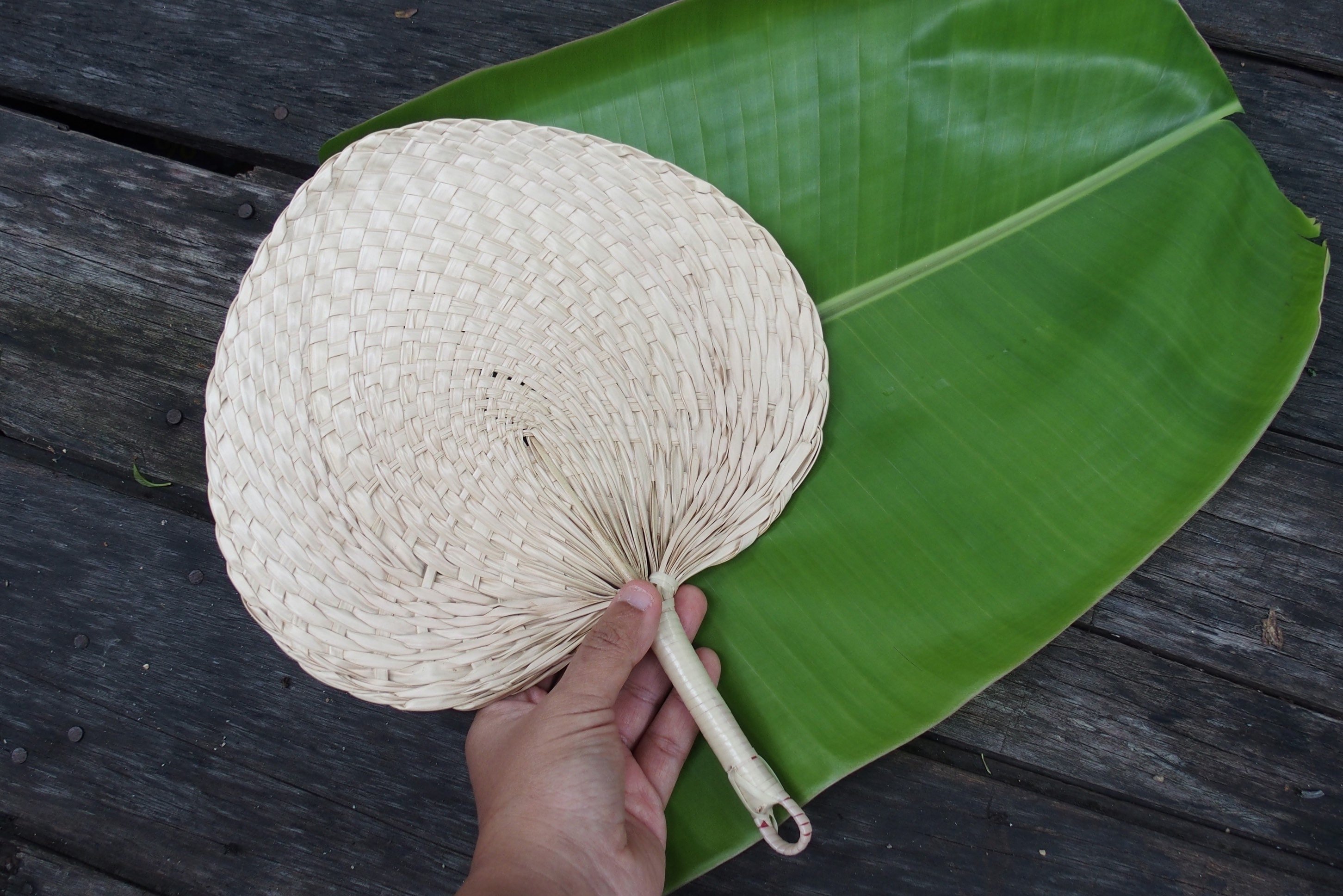 Woven Fan - Palm Leaf Hand Fan - Hand Held Fan - Wabi Sabi Decor ...