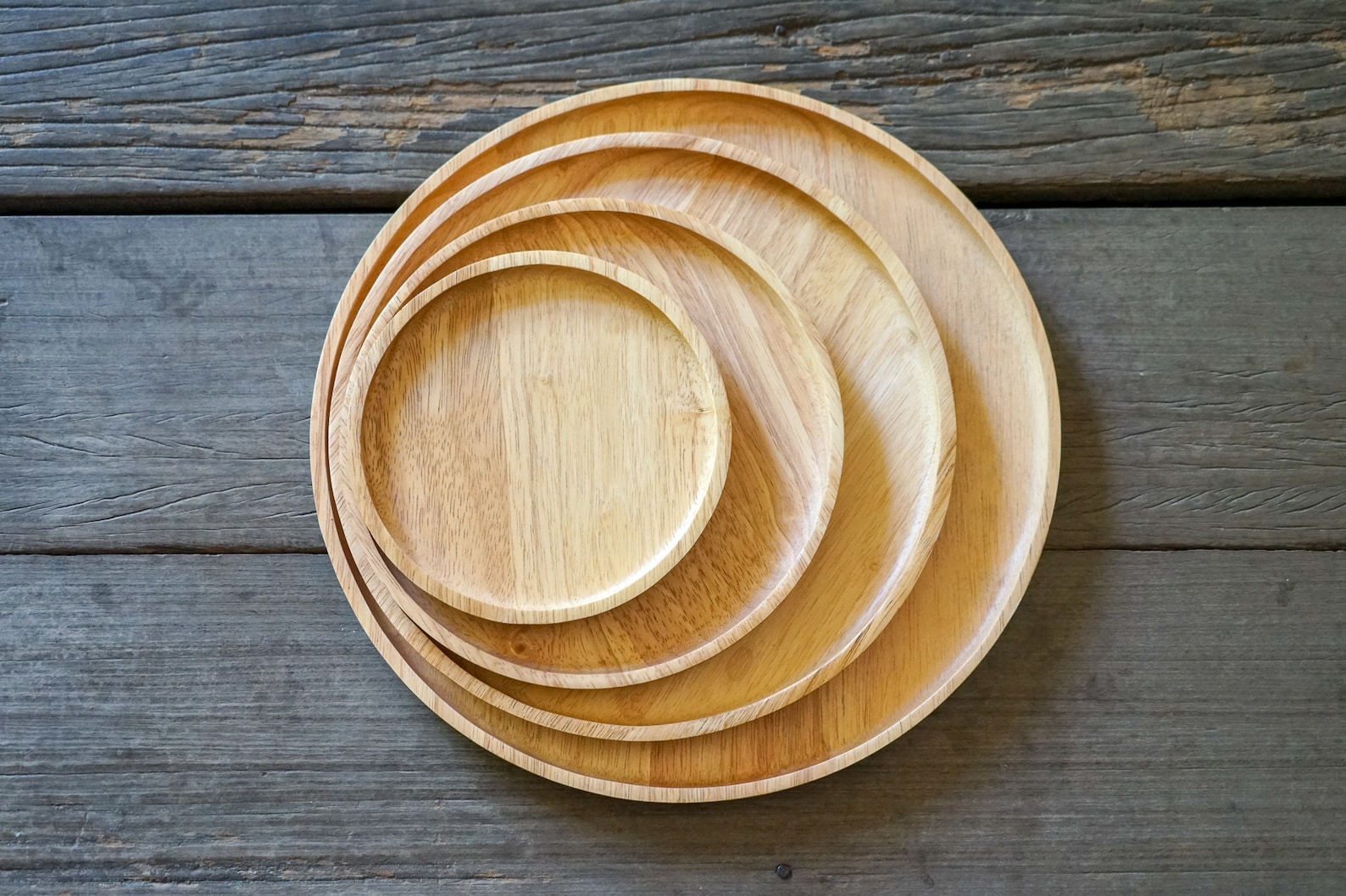 Natural Real Solid Wood Round Plate Pizza Tray Tableware - Etsy