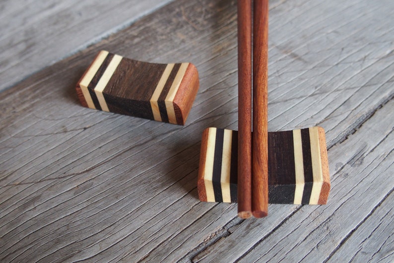 Two Pieces Chopstick Rest Plain Wood Smooth Light Weight Natural Colour ...