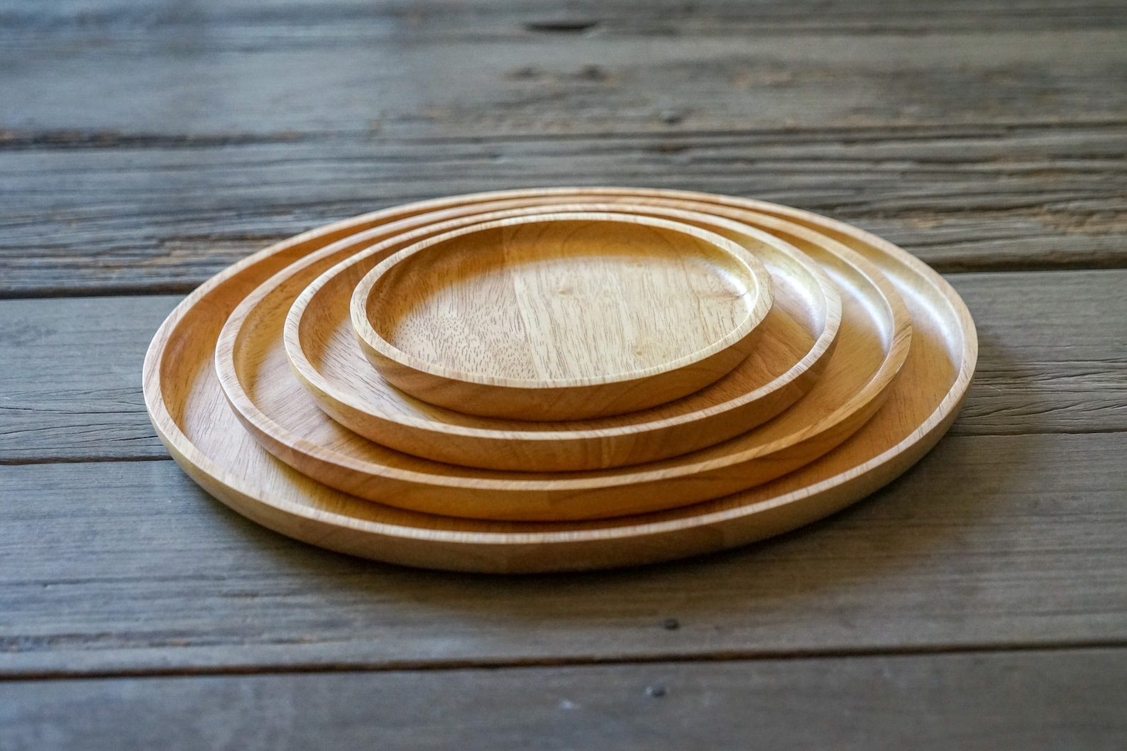 Natural Real Solid Wood Round Plate Pizza Tray Tableware - Etsy