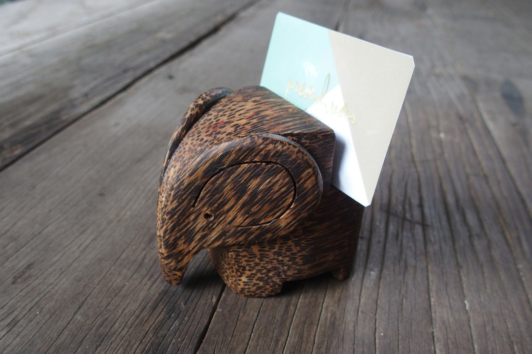 Lucky Animal Palm Wood Elephant Shaped Table Numbers Holder Party ...