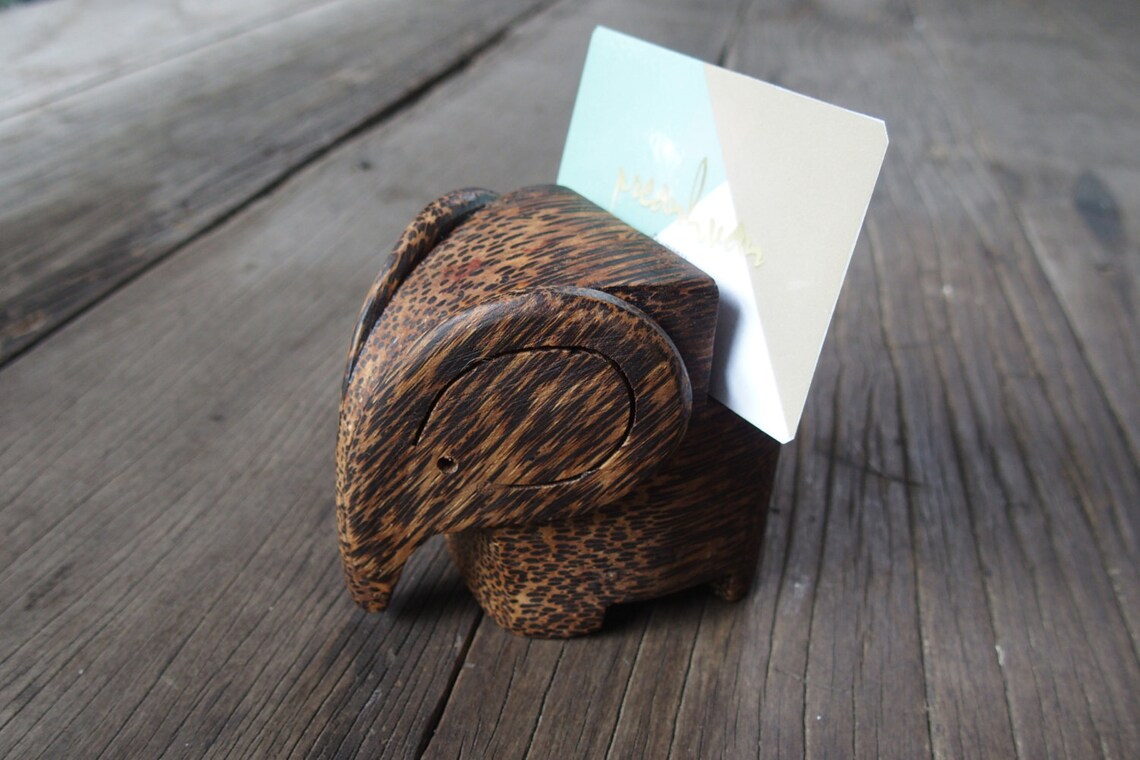 Lucky Animal Palm Wood Elephant Shaped Table Numbers Holder Party ...
