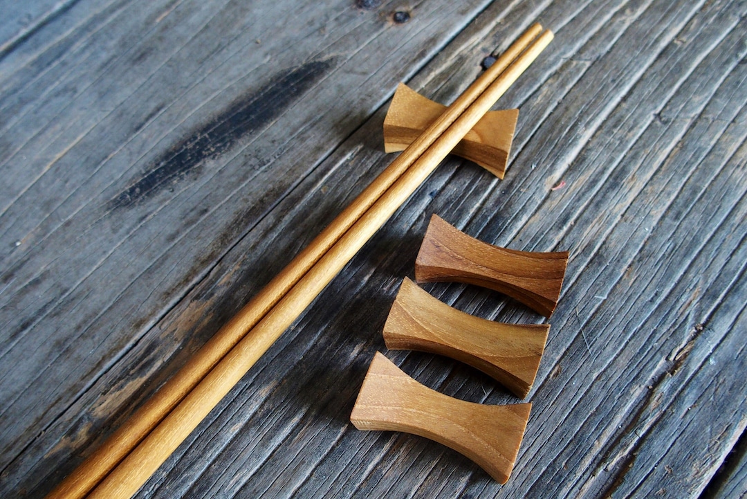 Two Pieces Teak Chopstick Rest , Chopstick Holder, Plain Wood Smooth ...