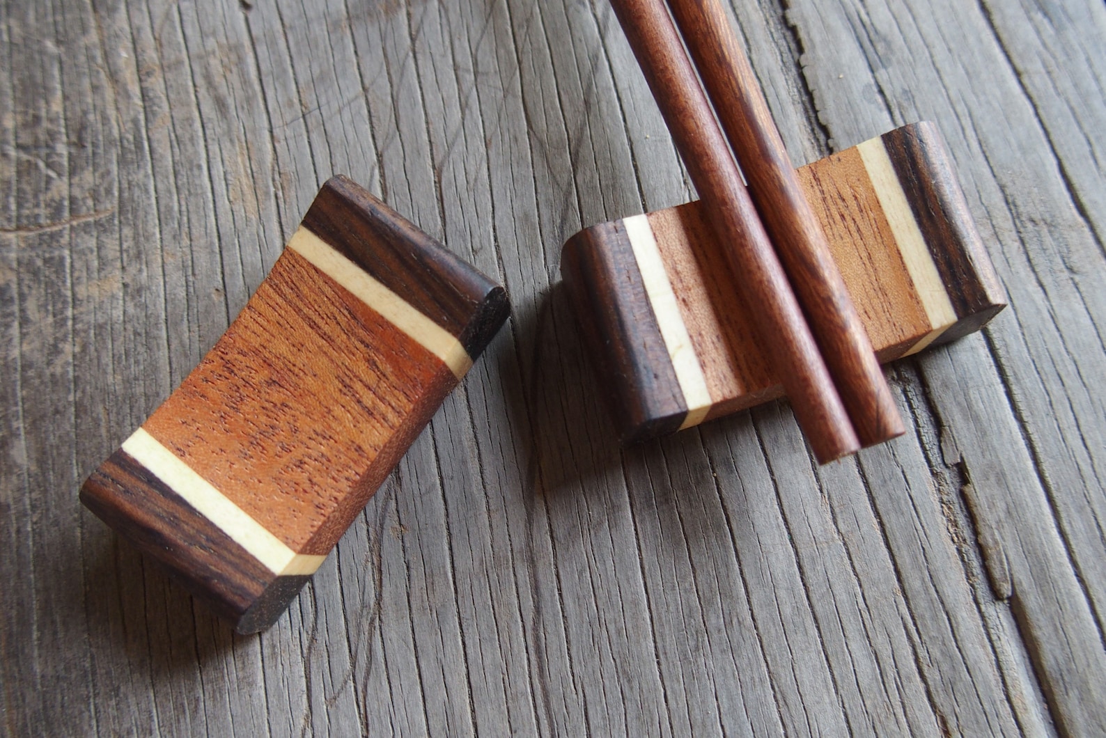 Two Pieces Chopstick Rest Chopstick Holder Plain Wood Smooth - Etsy