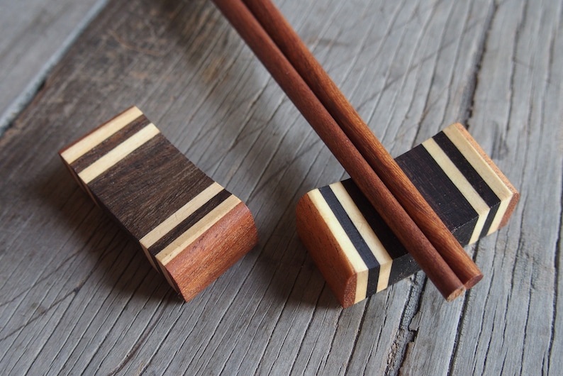 Two Pieces Chopstick Rest Plain Wood Smooth Light Weight Natural Colour ...