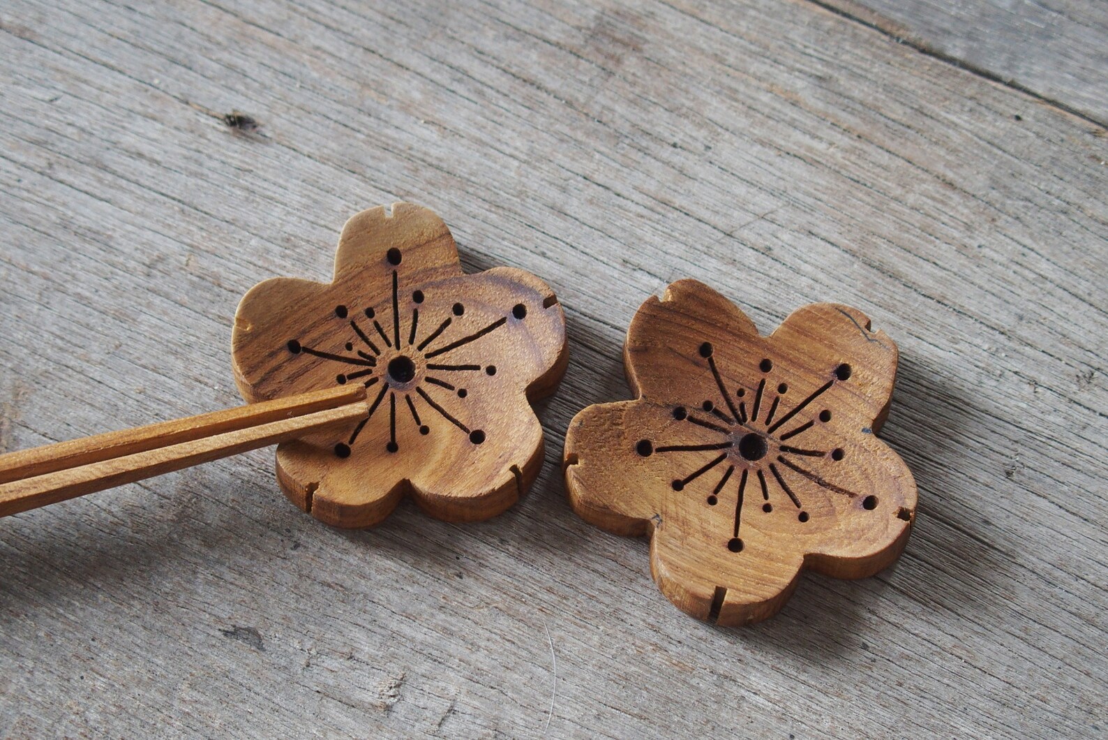Wooden Chopstick Rest, Wooden Chopstick Holder, Wooden Flower Piece ...