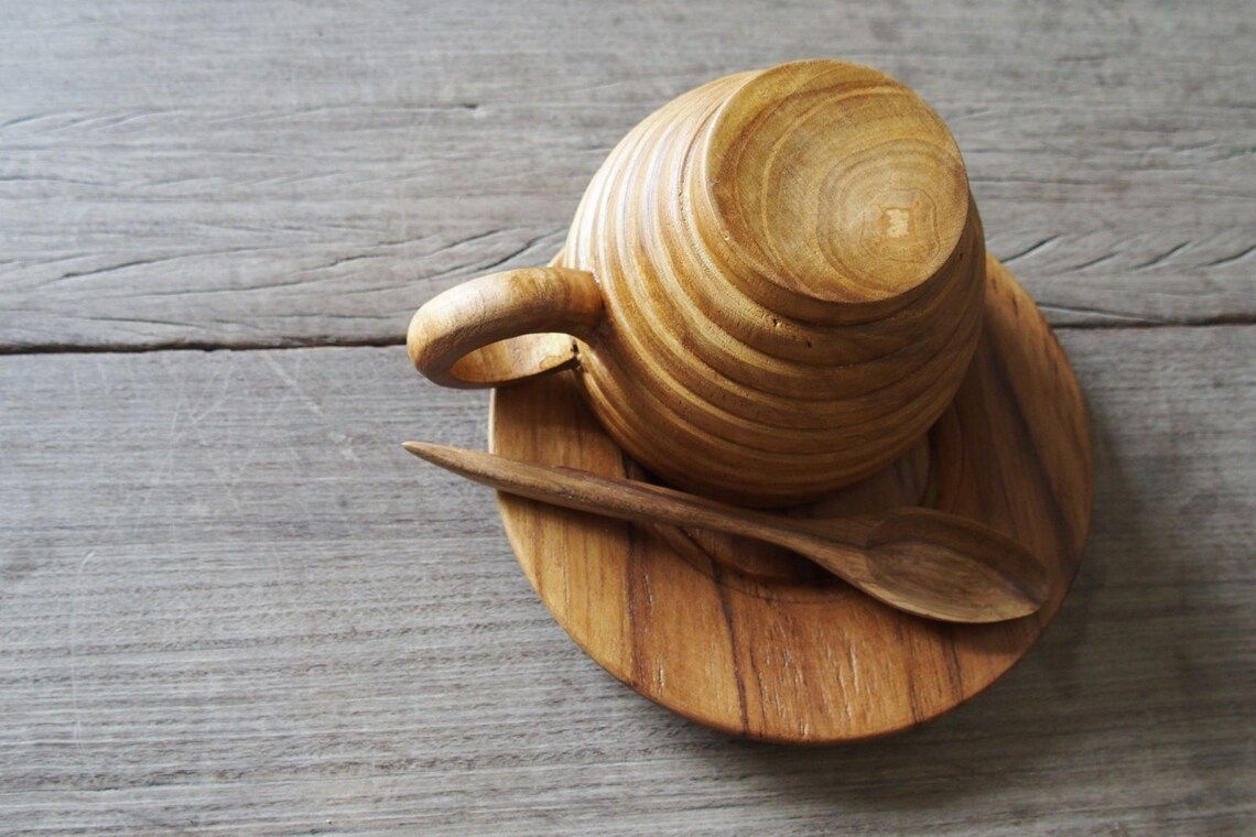 Curve Twist Designed Teak Wood Coffee Cup Tea Cup Natural Wood - Etsy