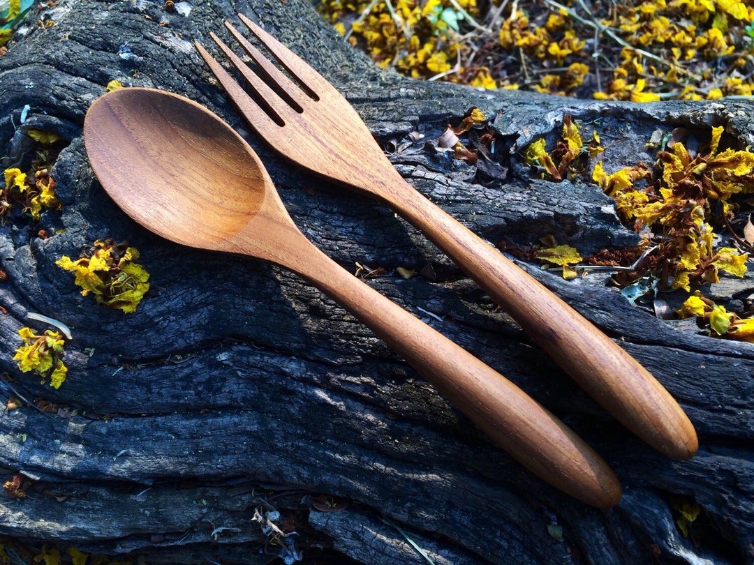 Teak Wood Spoon and Fork Utensils | Kitchen Utensils | Spoon and Fork ...