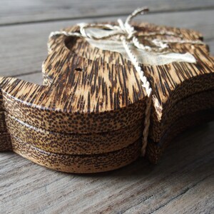 Set of 3 Pieces Lucky Elephant Rising Upturned Trunk Palm Wood Coaster ...