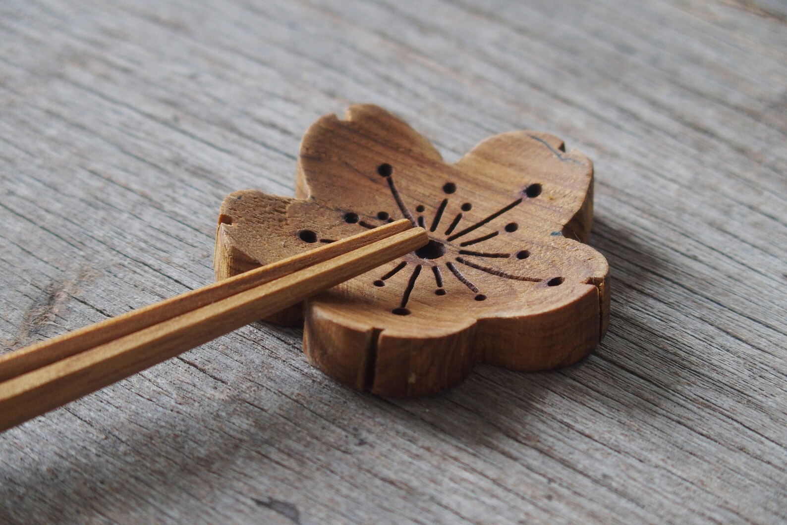 Wooden Chopstick Rest, Wooden Chopstick Holder, Wooden Flower Piece ...