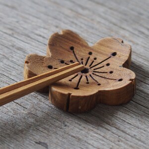 Wooden Chopstick Rest, Wooden Chopstick Holder, Wooden Flower Piece ...