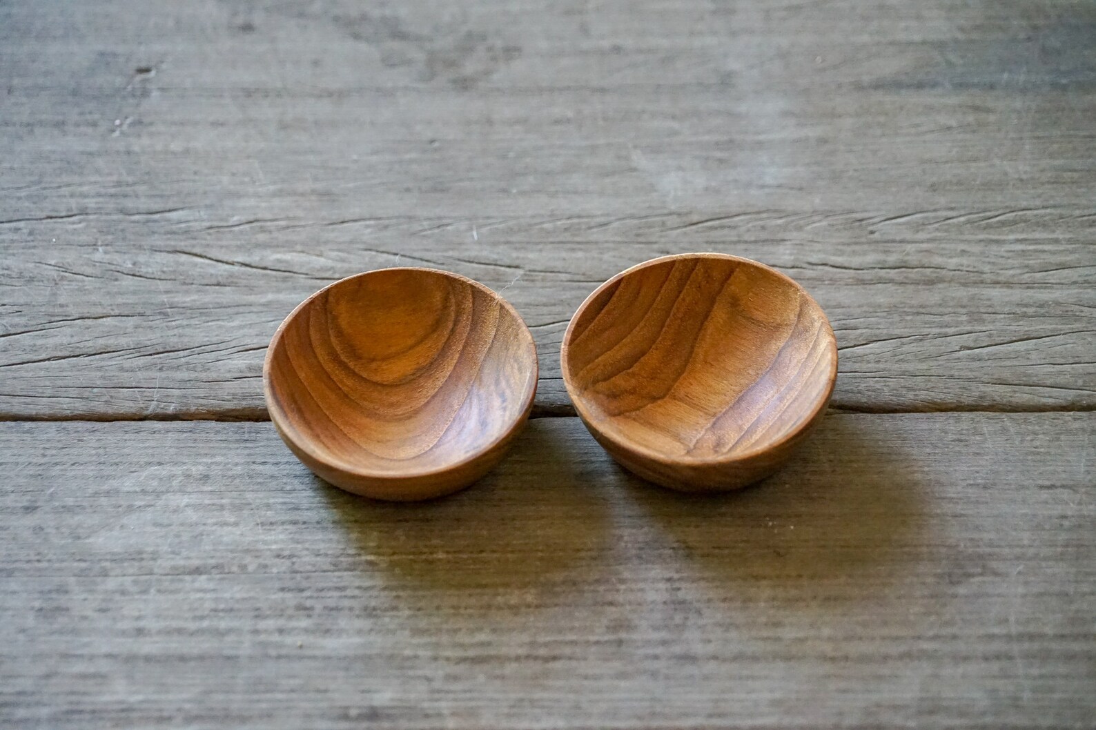 Set of 2 Teak Wood Small Bowl Sauce Bowl Round Shaped Minimal - Etsy