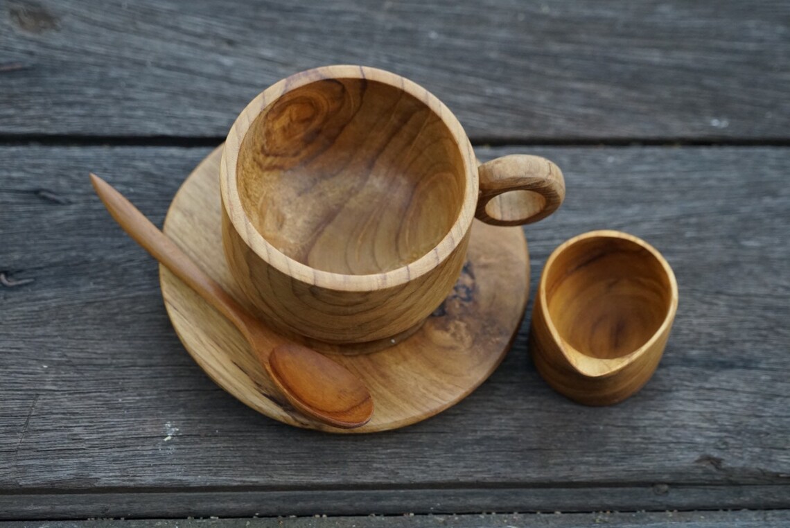Wooden Coffee Cup Set, Tea Cup Natural Wood Smooth Caffeine Addict ...