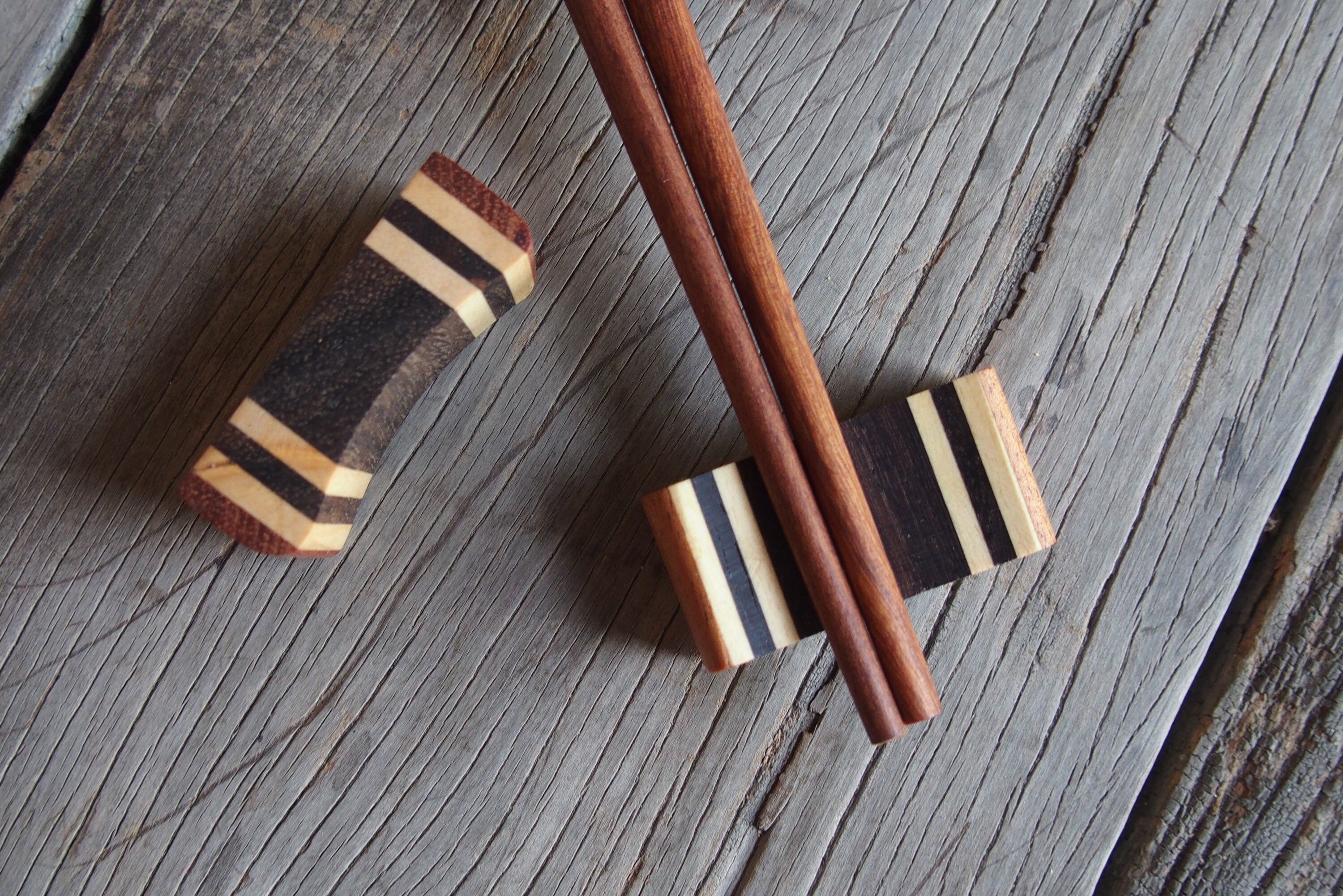 Two Pieces Chopstick Rest Plain Wood Smooth Light Weight Natural Colour ...