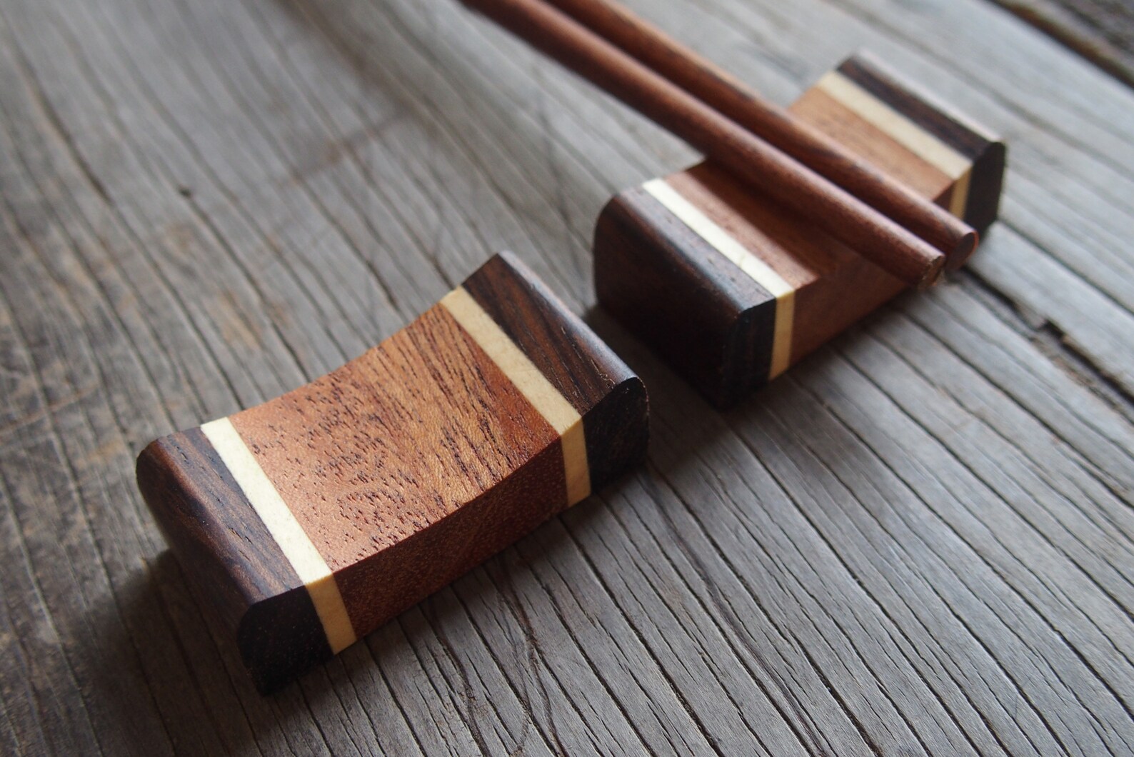 Two Pieces Chopstick Rest Chopstick Holder Plain Wood Smooth - Etsy