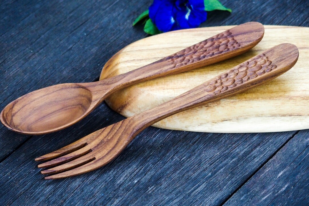 Wood Spoon and Fork Utensils Minimal Style Spoon Fork Wooden - Etsy
