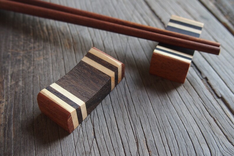 Two Pieces Chopstick Rest Plain Wood Smooth Light Weight Natural Colour ...