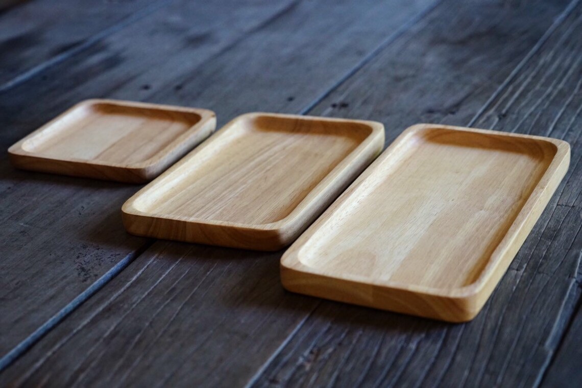 Natural Real Solid Wood Rectangle Decorative Tableware Serving Fruit ...