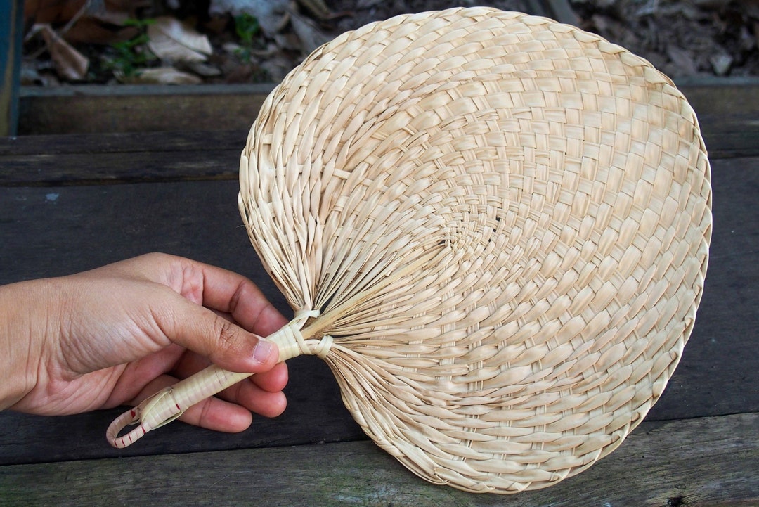Woven Fan Palm Leaf Hand Fan Hand Held Fan Wabi Sabi - Etsy