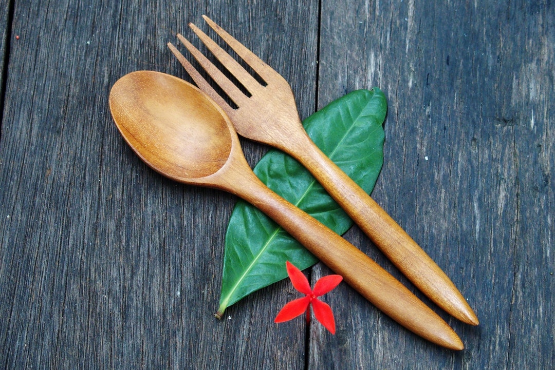 Teak Wood Spoon and Fork Utensils | Kitchen Utensils | Spoon and Fork ...