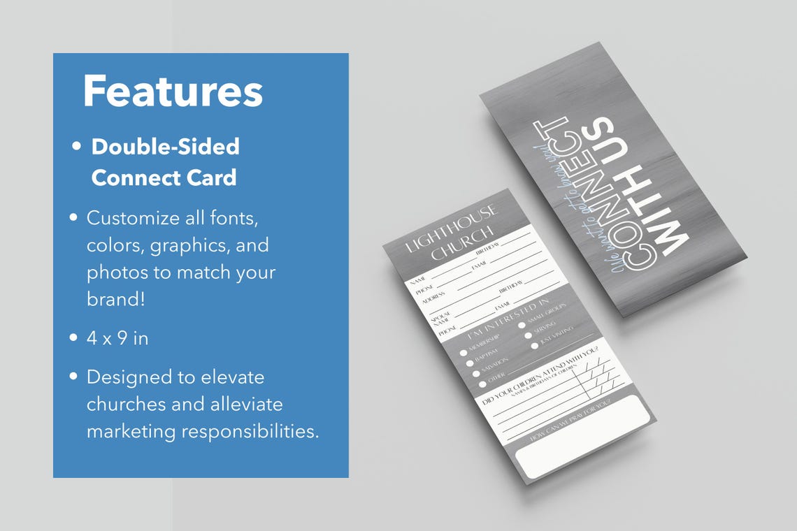 Modern Church Connect Card Template / Editable Canva Template / Church ...