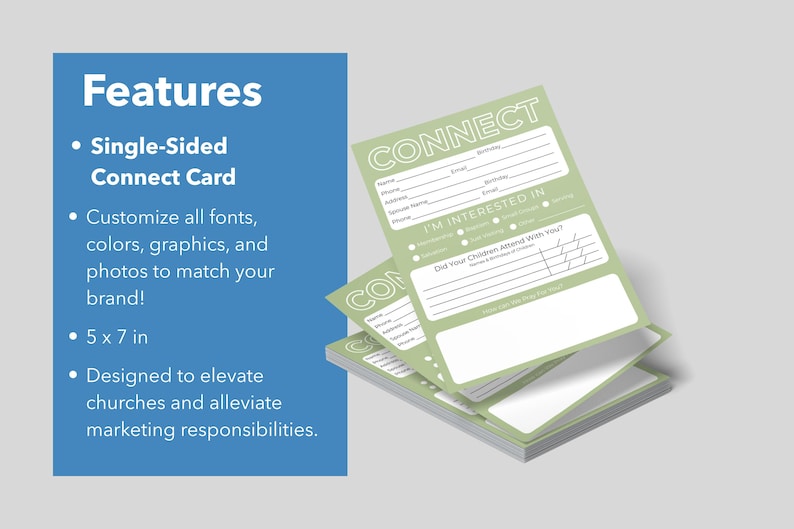 Modern Church Connect Card Template / Editable Canva Template / Church ...
