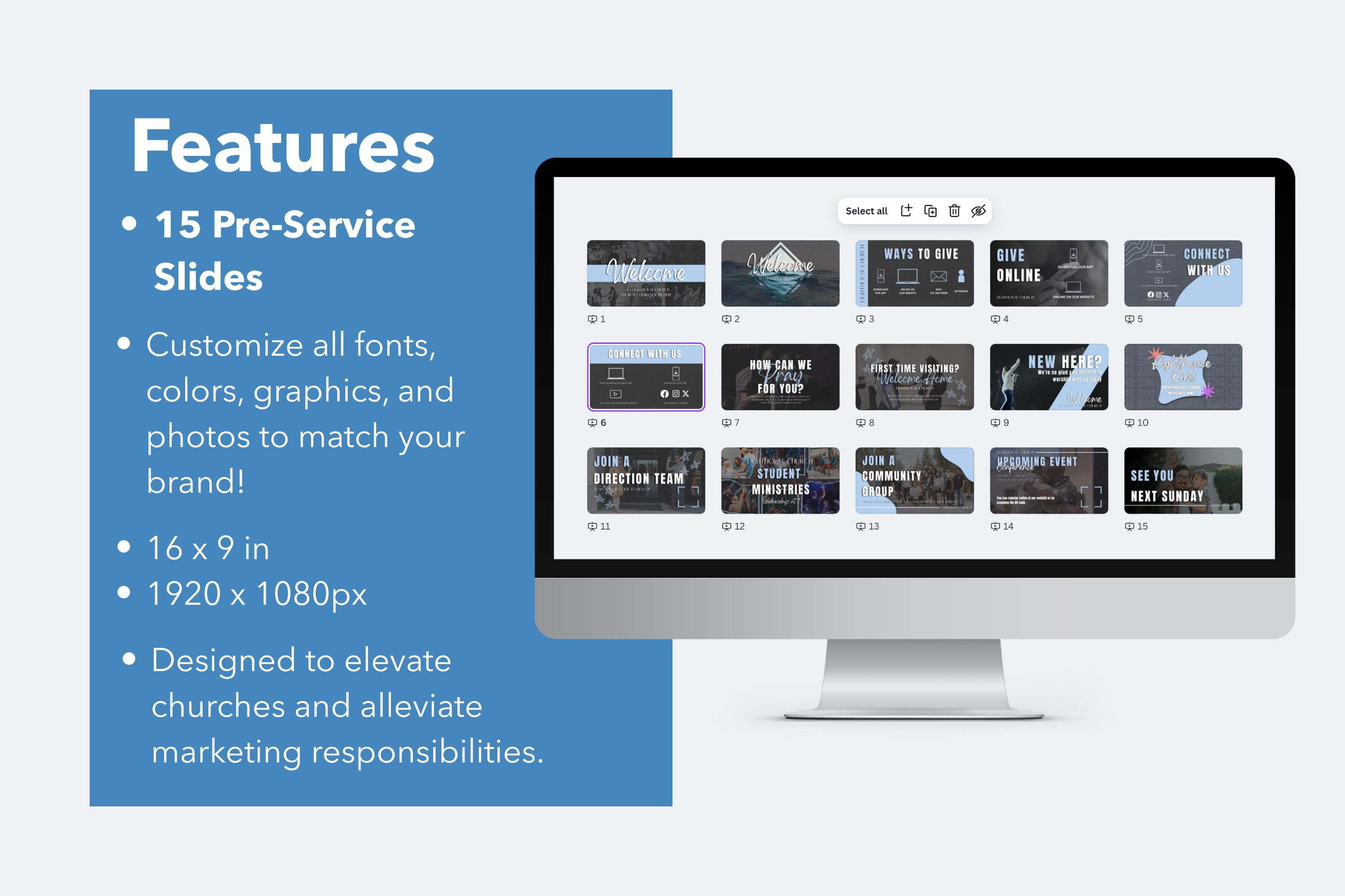 15 Modern Church Pre-service Slides / Canva Template / Sunday Service ...