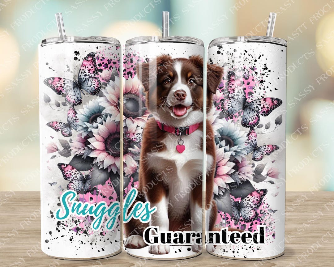 Border Collie Puppy Tumbler Wrap: Pops of Coloured, Sunflowers ...