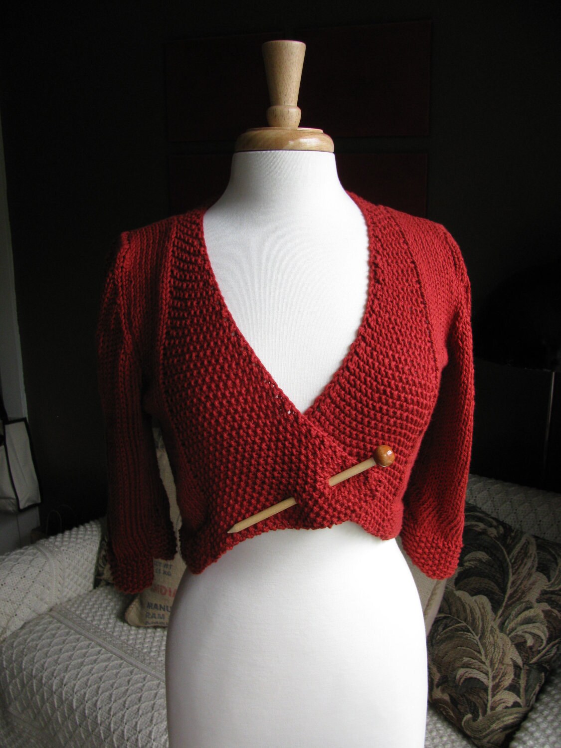Twin Leaf Lace Cardi--with Seed Stitch Collar Pattern PDF - Etsy