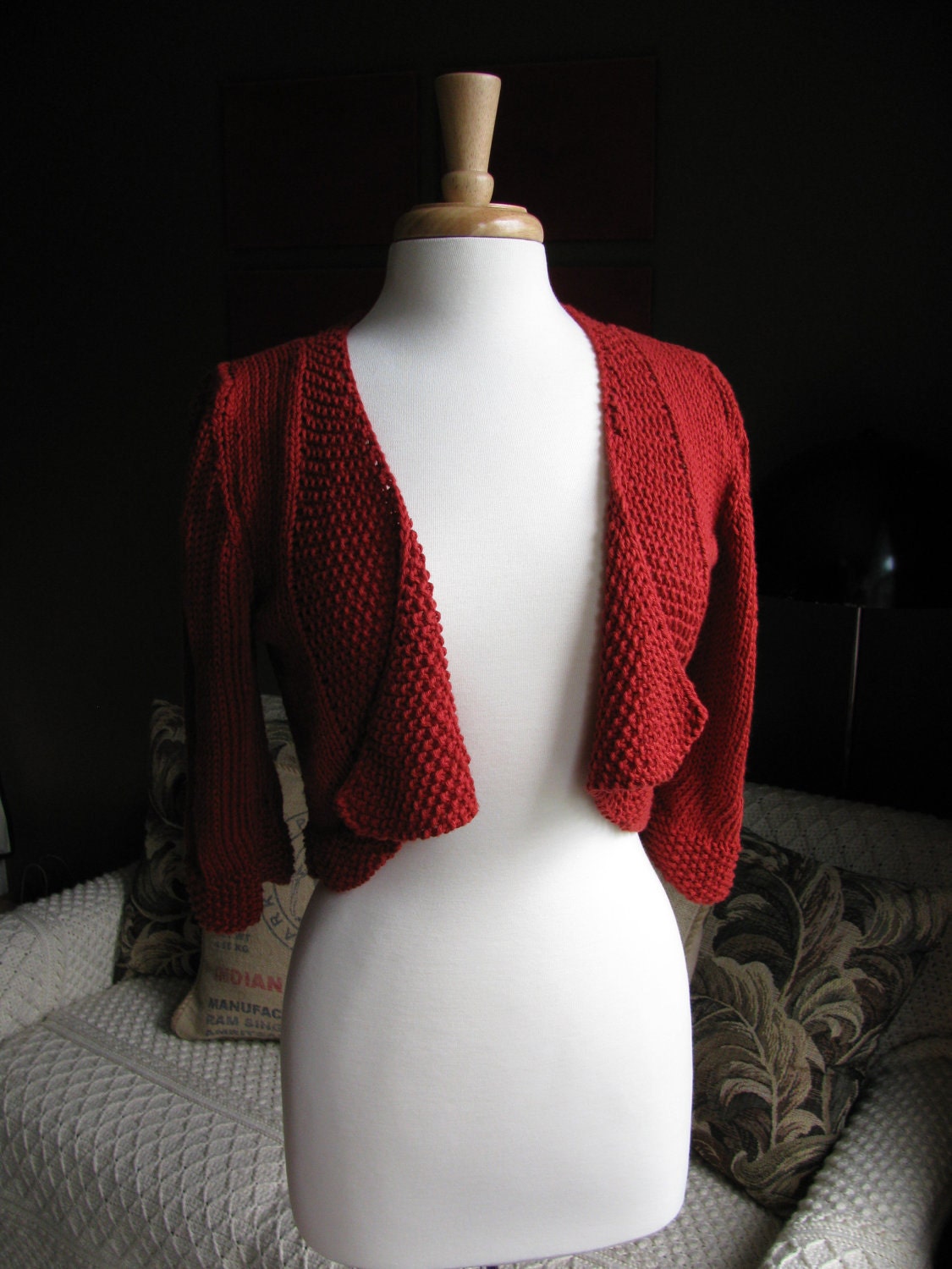 Twin Leaf Lace Cardi--with Seed Stitch Collar Pattern PDF - Etsy