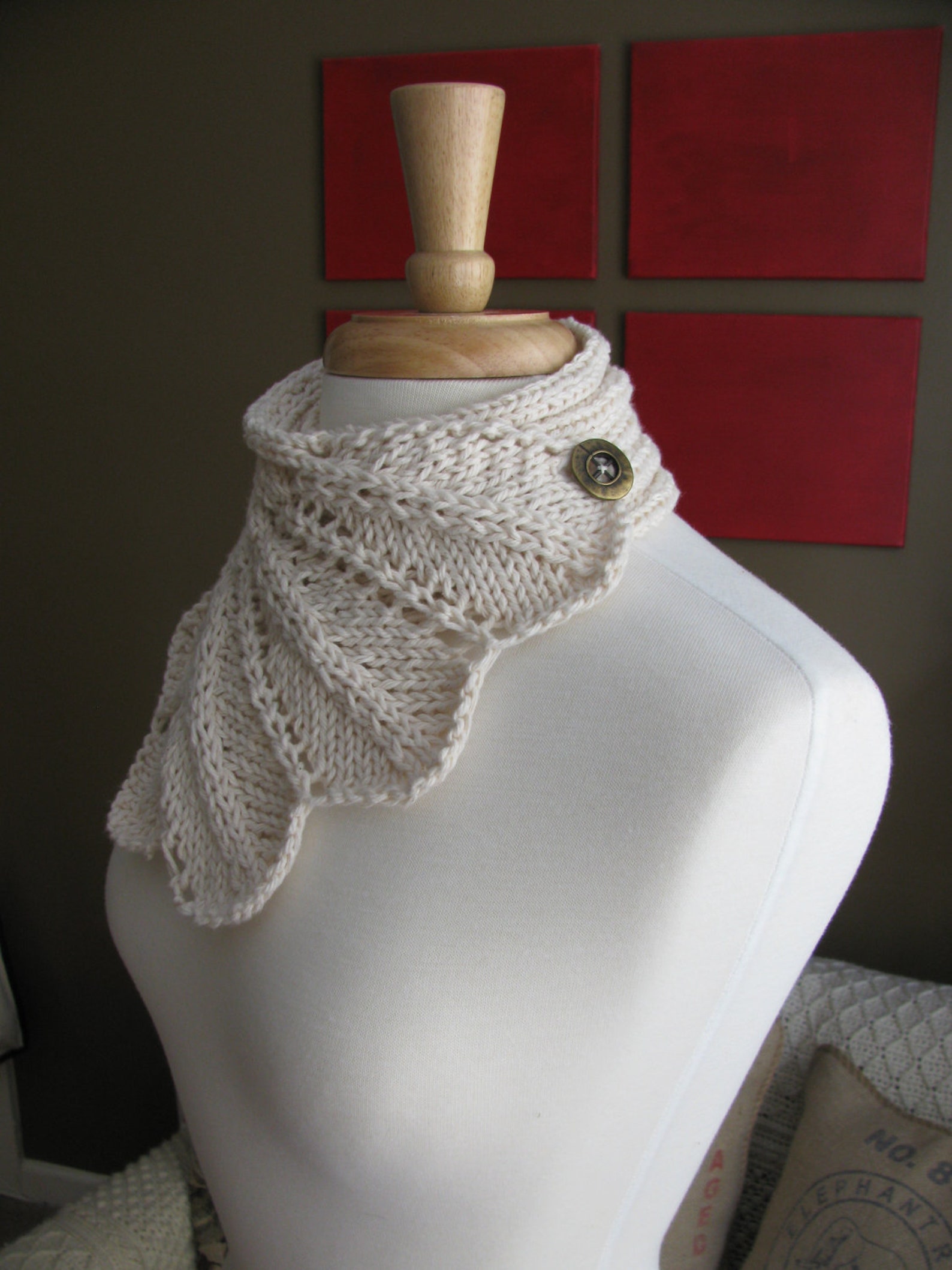 Feather Lace Buttoned Wrap Cowl Pattern--pdf - Etsy