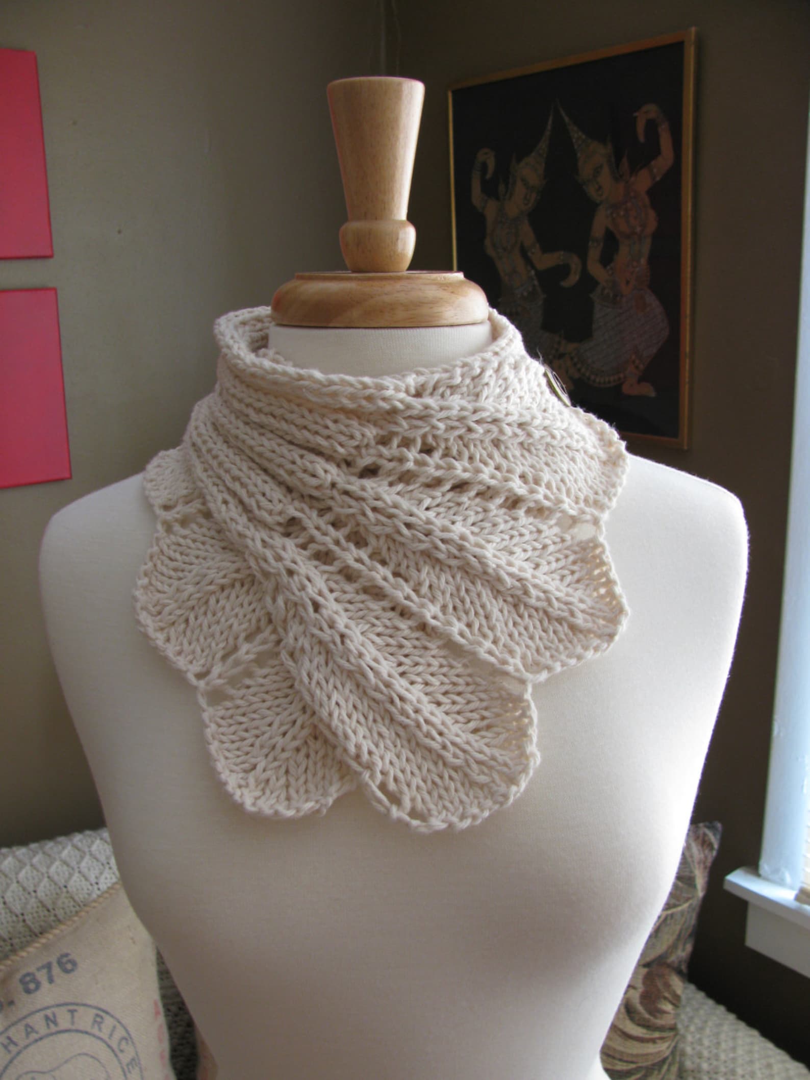 Feather Lace Buttoned Wrap Cowl Pattern--pdf - Etsy