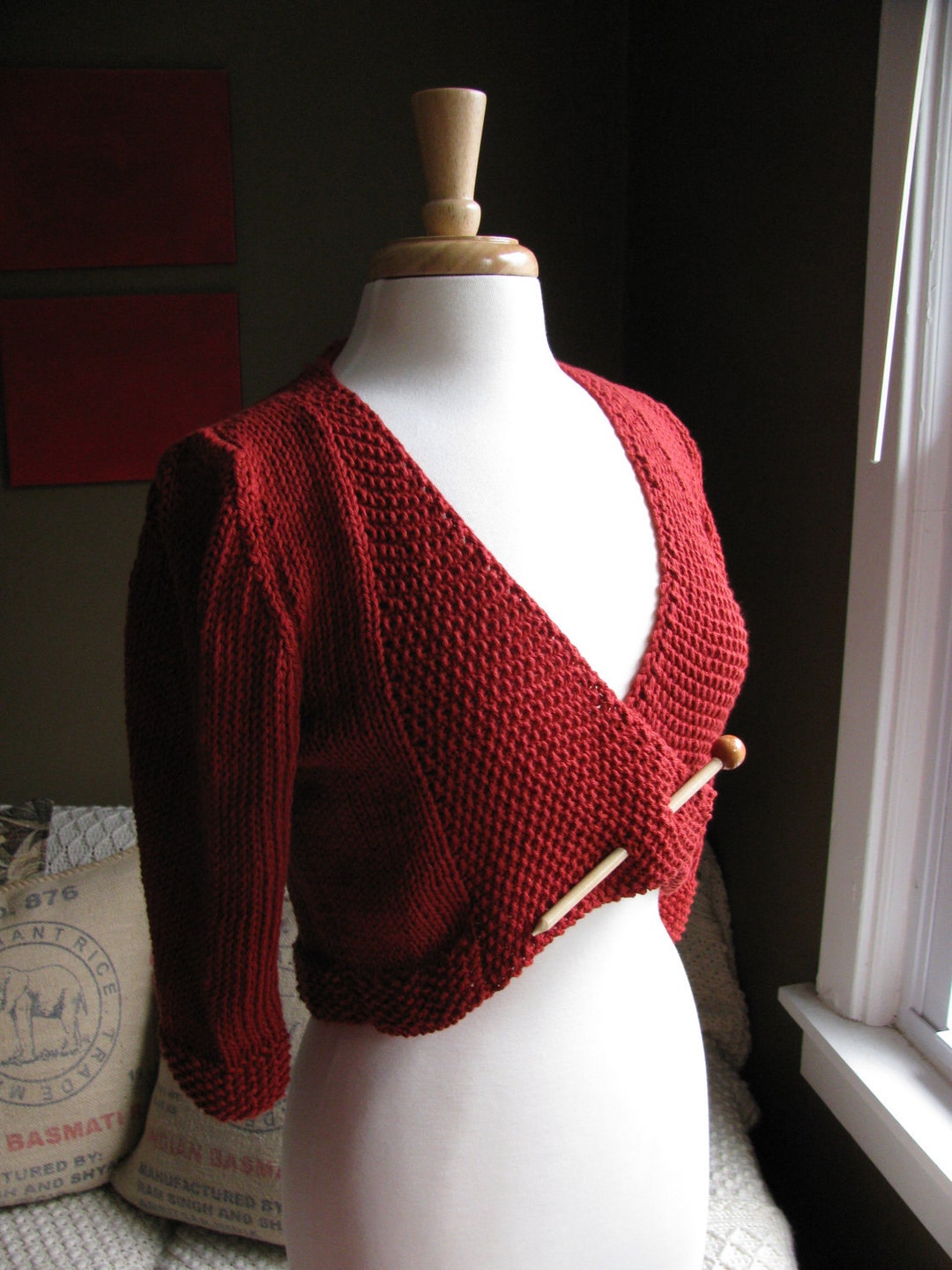Twin Leaf Lace Cardi--with Seed Stitch Collar Pattern PDF - Etsy