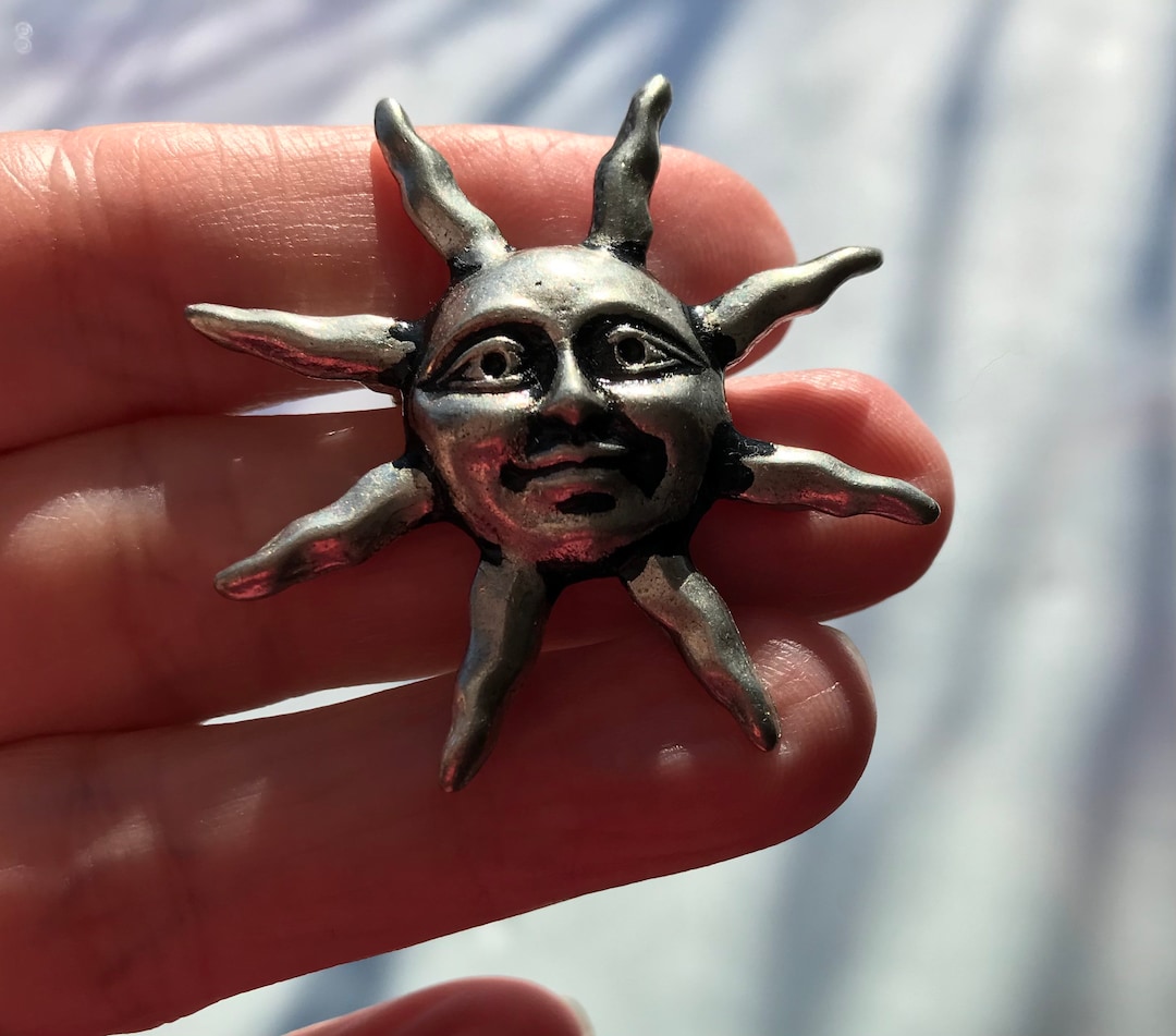 Vintage Silver Moon Sun Face Pin Brooch Midcenturymodern - Etsy