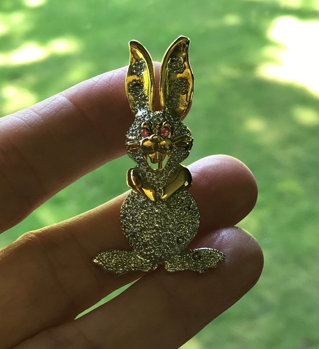 Vintage Sweet Gold Sparkly Pink Bunny Rabbit Pin Brooch Excellent! - Etsy
