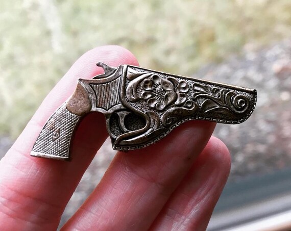 Vintage Swank Silver Gun Revolver Pistol Pin Brooch Art Deco | Etsy